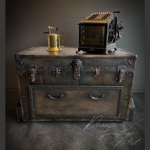 Update: SOLD Steampunk Steamer Trunk by Dean Furniture Artist - Etsy