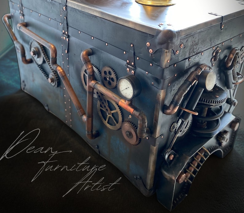 Update: SOLD Steampunk Steamer Trunk by Dean Furniture Artist - Etsy