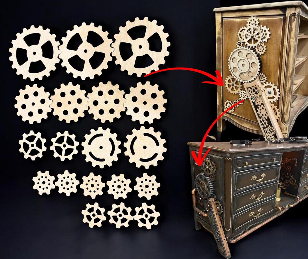 Decorative Steampunk Cogs gears Set of 19, Laser-cut for DIY & Custom ...
