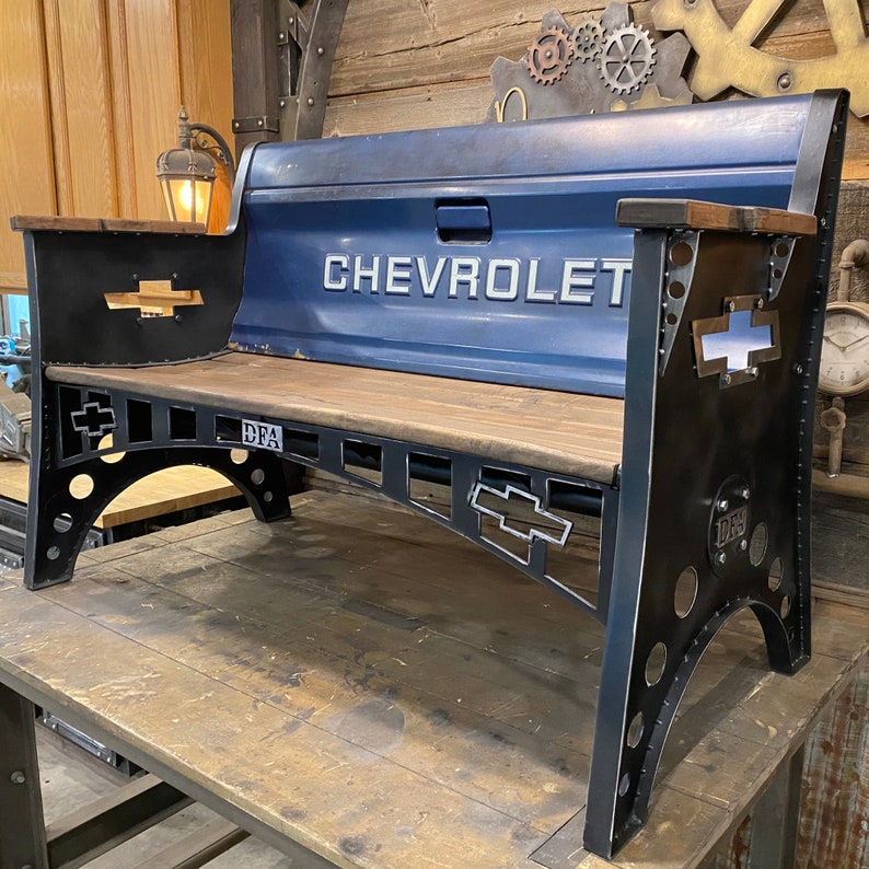 UPDATE: SOLD!! Industrial Furniture Chevrolet Tailgate Bench - Etsy