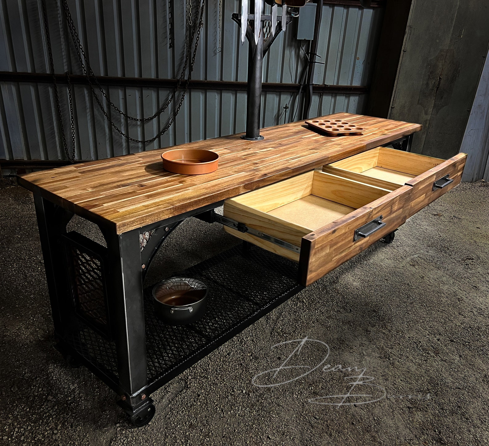 UPDATE: SOLD!! Industrial Steampunk Furniture// Kitchen Island // Prep-table - Etsy
