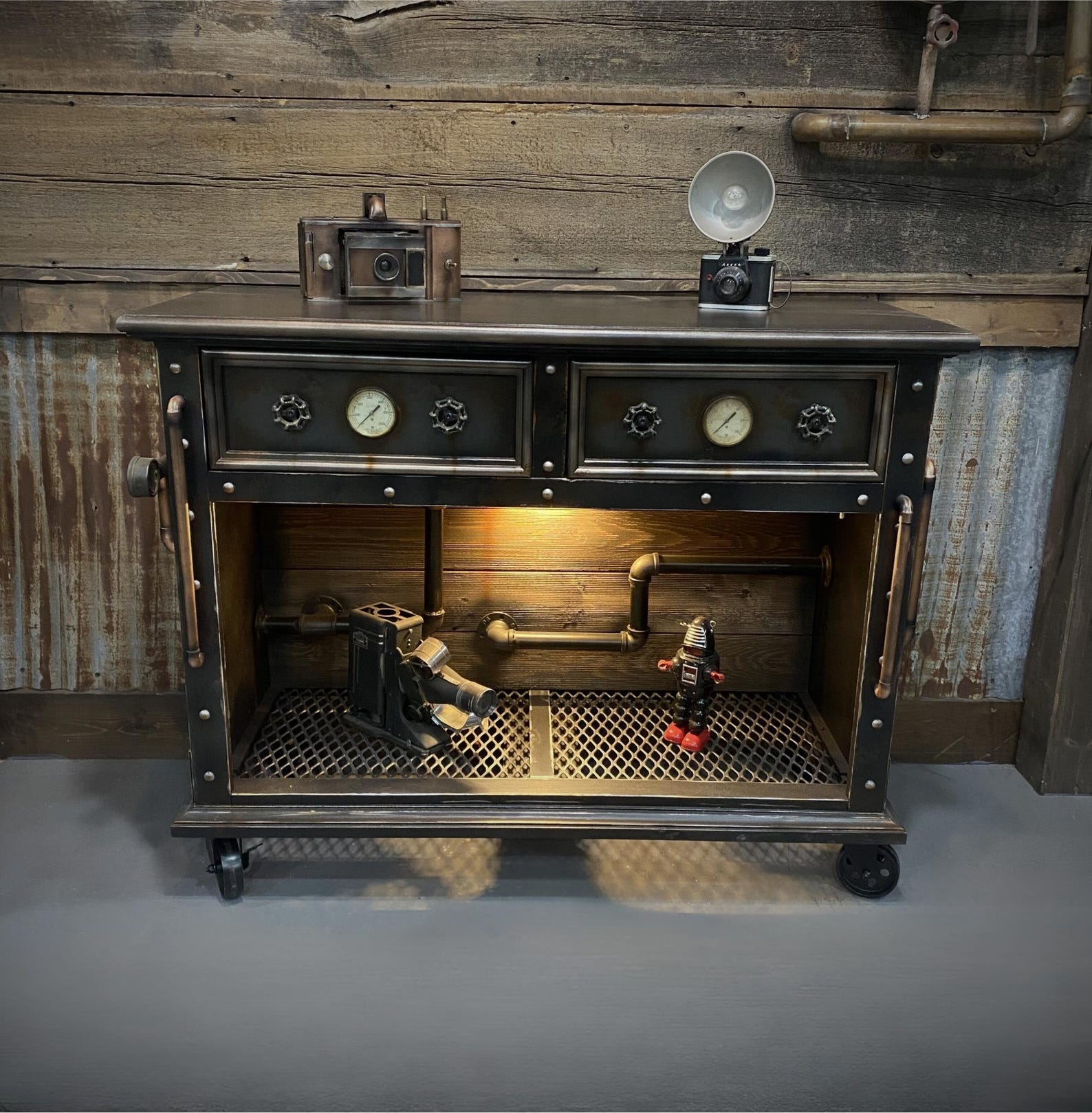 Update SOLD!! Steampunk Console Industrial Furniture - Etsy