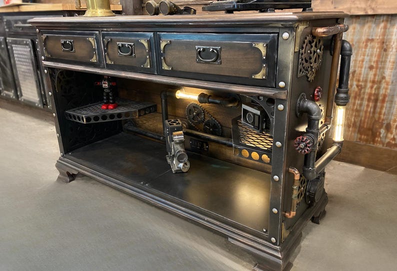 Update: SOLD!! Industrial Furniture Steampunk Steamer Trunk - Etsy