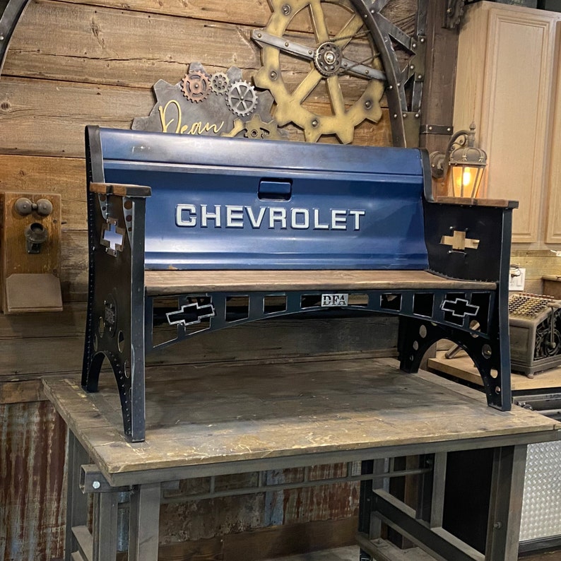 UPDATE: SOLD!! Industrial Furniture Chevrolet Tailgate Bench - Etsy