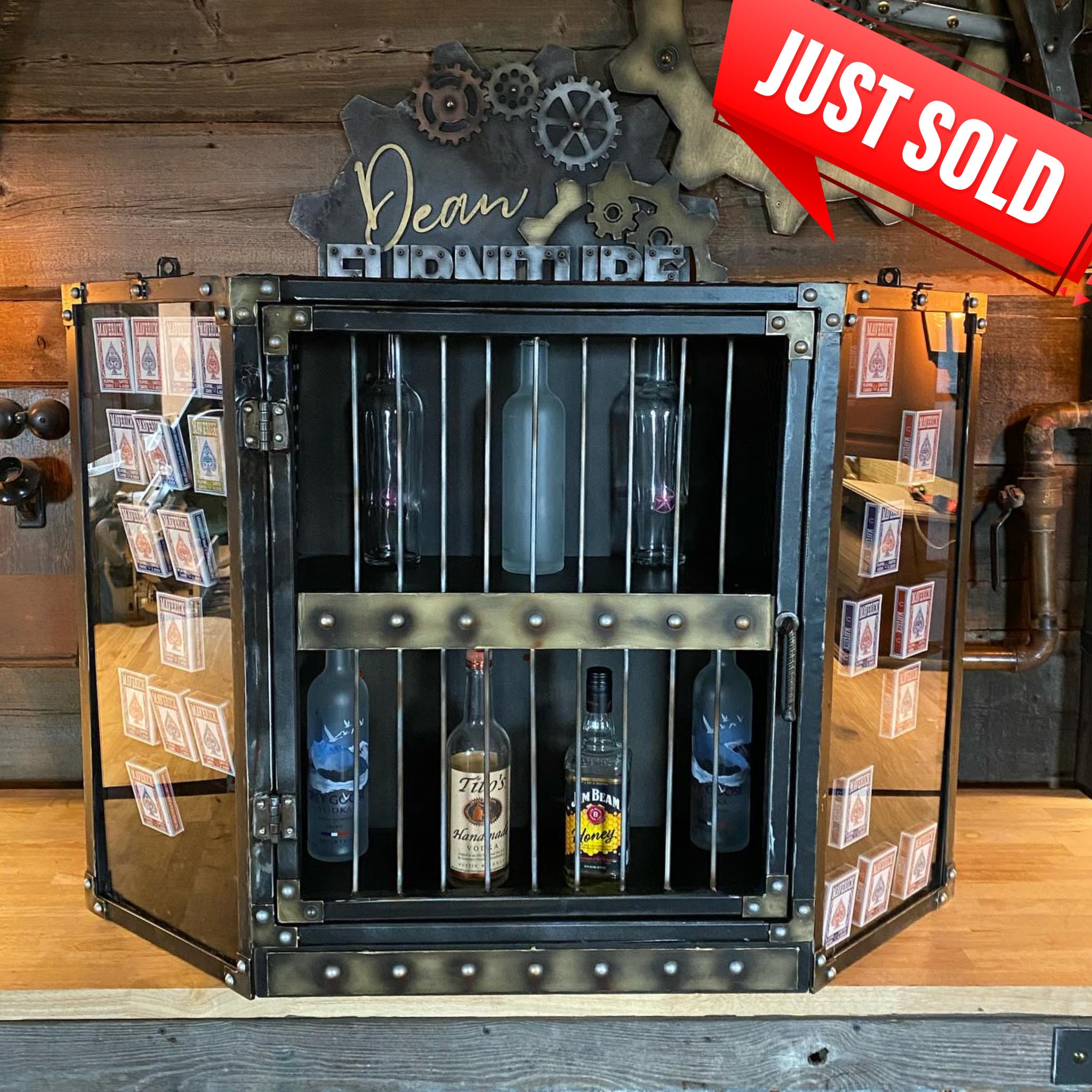 Update: SOLD Industrial Steampunk Liquor Cabinet / Poker Deck Display ...
