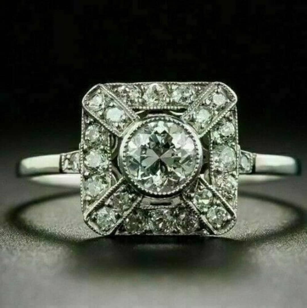 Old European Cut Diamond Bezel Set Antique Wedding Engagement Ring ...