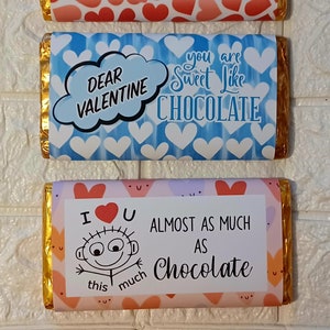Valentine's Day Chocolate Bar Wrapper Jpeg Digital File Bundle of 6 ...