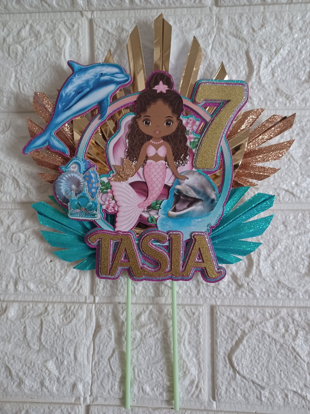 Luxury Personalised Mermaid Cake Topper , Birthday Girl or Boy Large ...