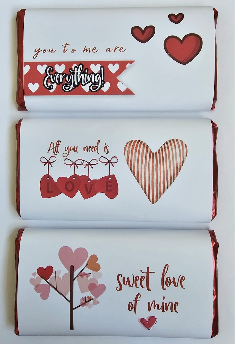 Valentine's Chocolate Bar Wrapper File Designs Ready to Print Jpeg ...