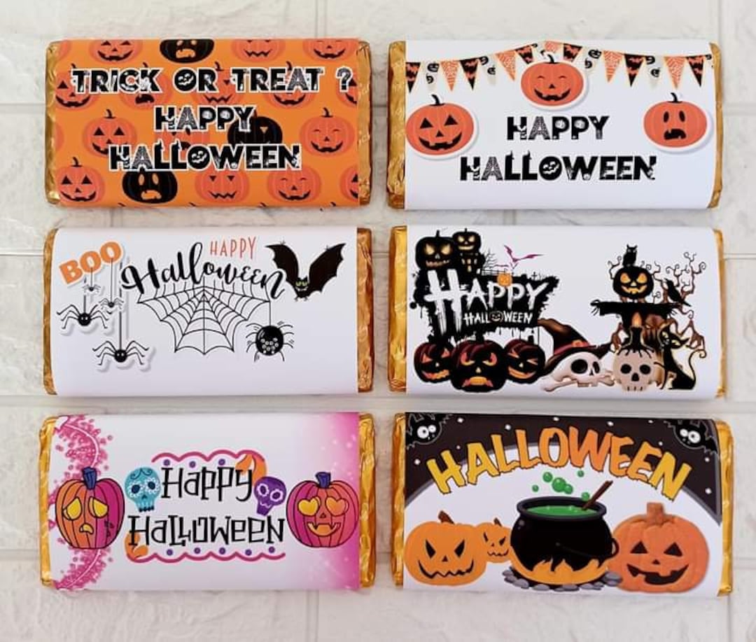 Halloween Chocolate Bar Wrapper File 6 Designs Jpeg Ready to Print Size ...