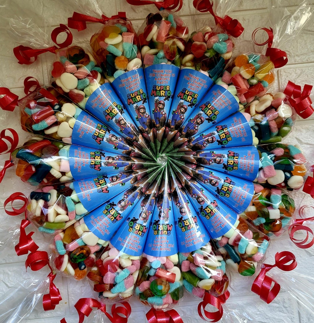 15 X Super Mario Gamer Themed Sweetcones Sweets Candy Party Bag Favours ...