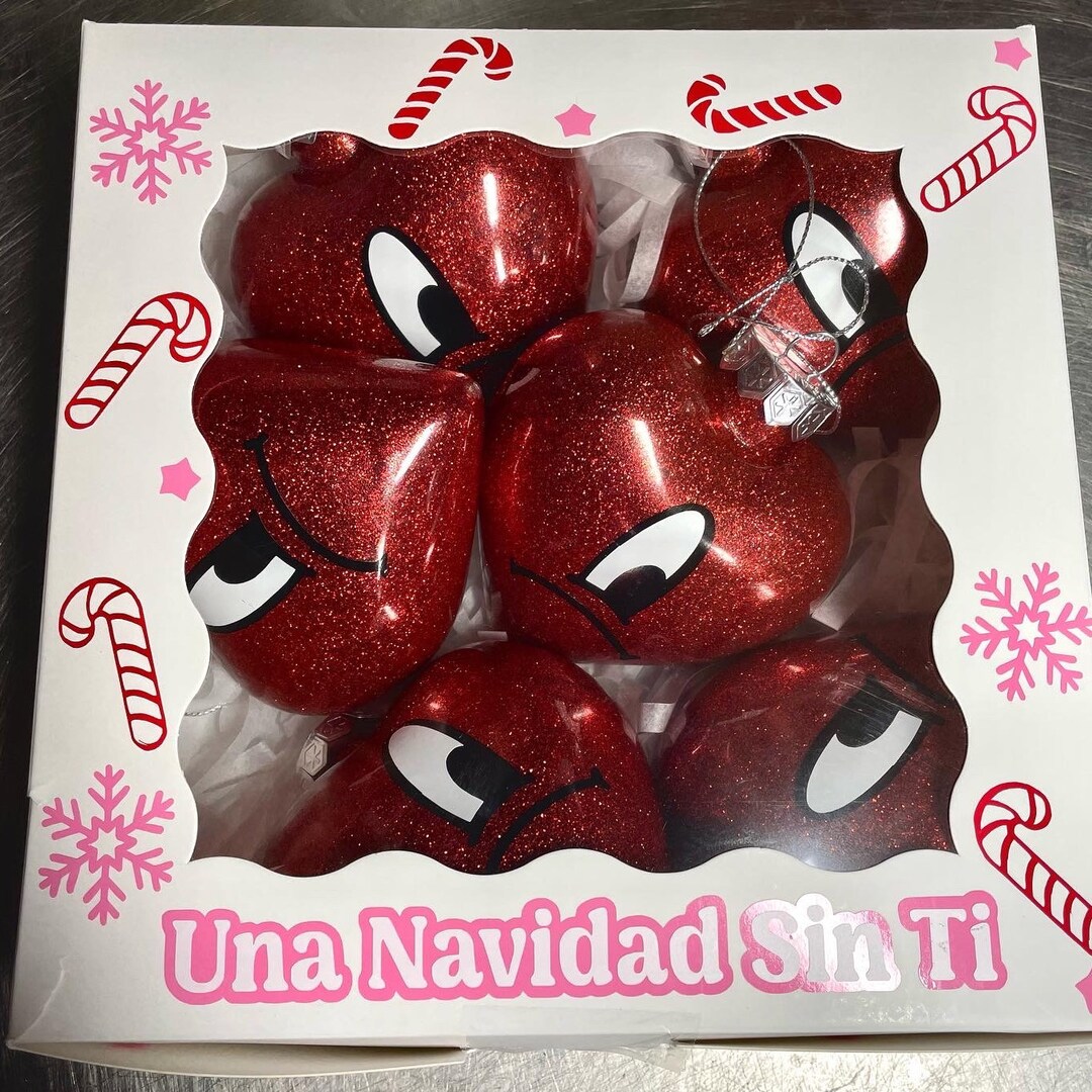 Heart Shaped Ornaments, SET OF 5, Un Verano Sin Ti, Bad Bunny Ornaments ...