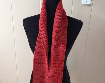 Red Crocheted Scarf - Etsy