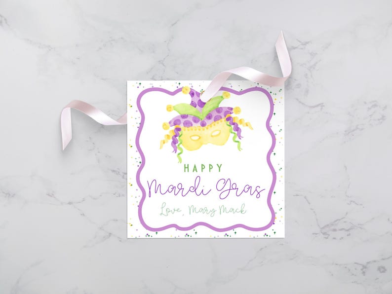 Customizable Mardi Gras Gift Tags: Family Party Favors (printed or ...