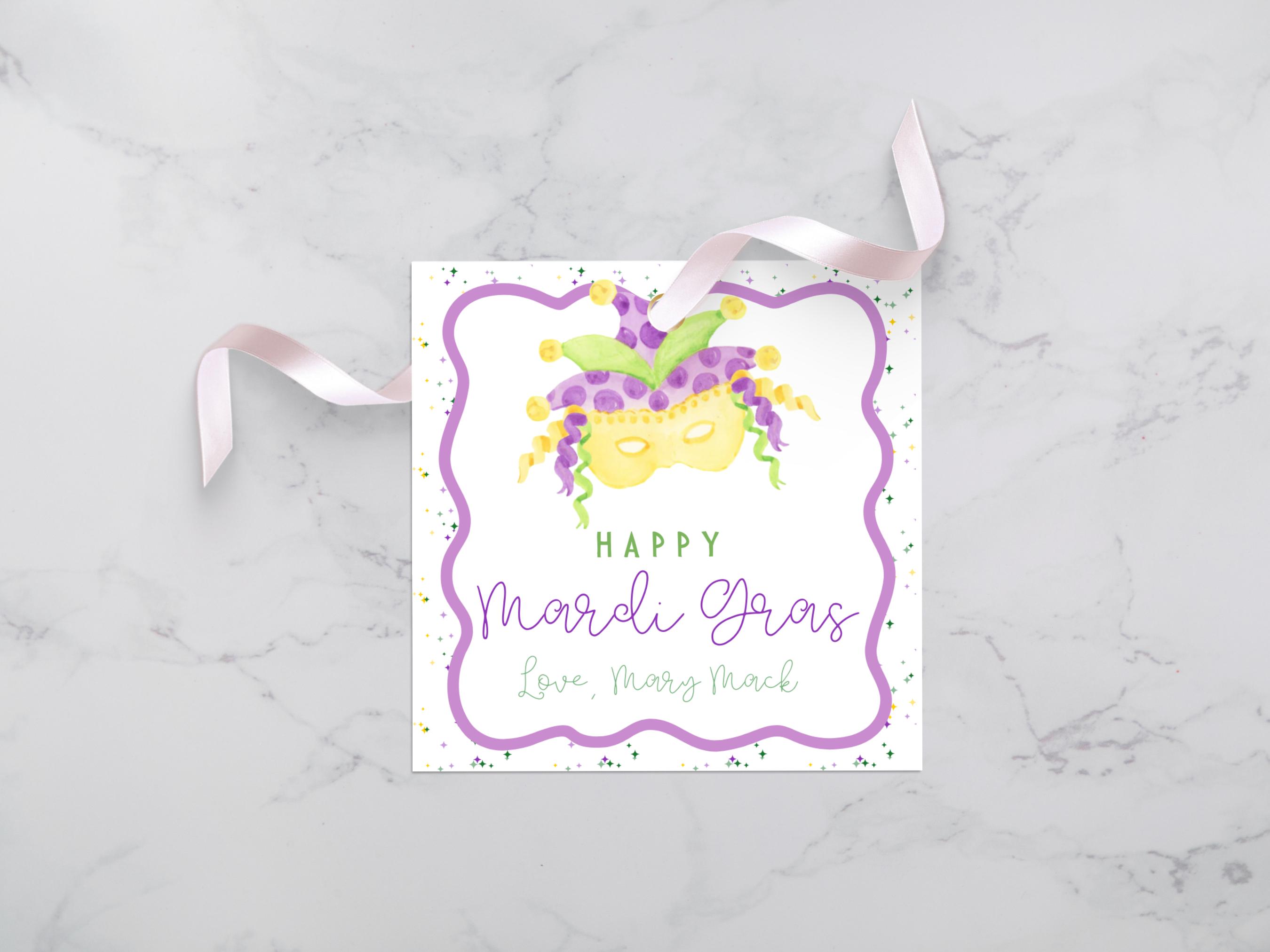 Customizable Mardi Gras Gift Tags: Family Party Favors (printed or ...