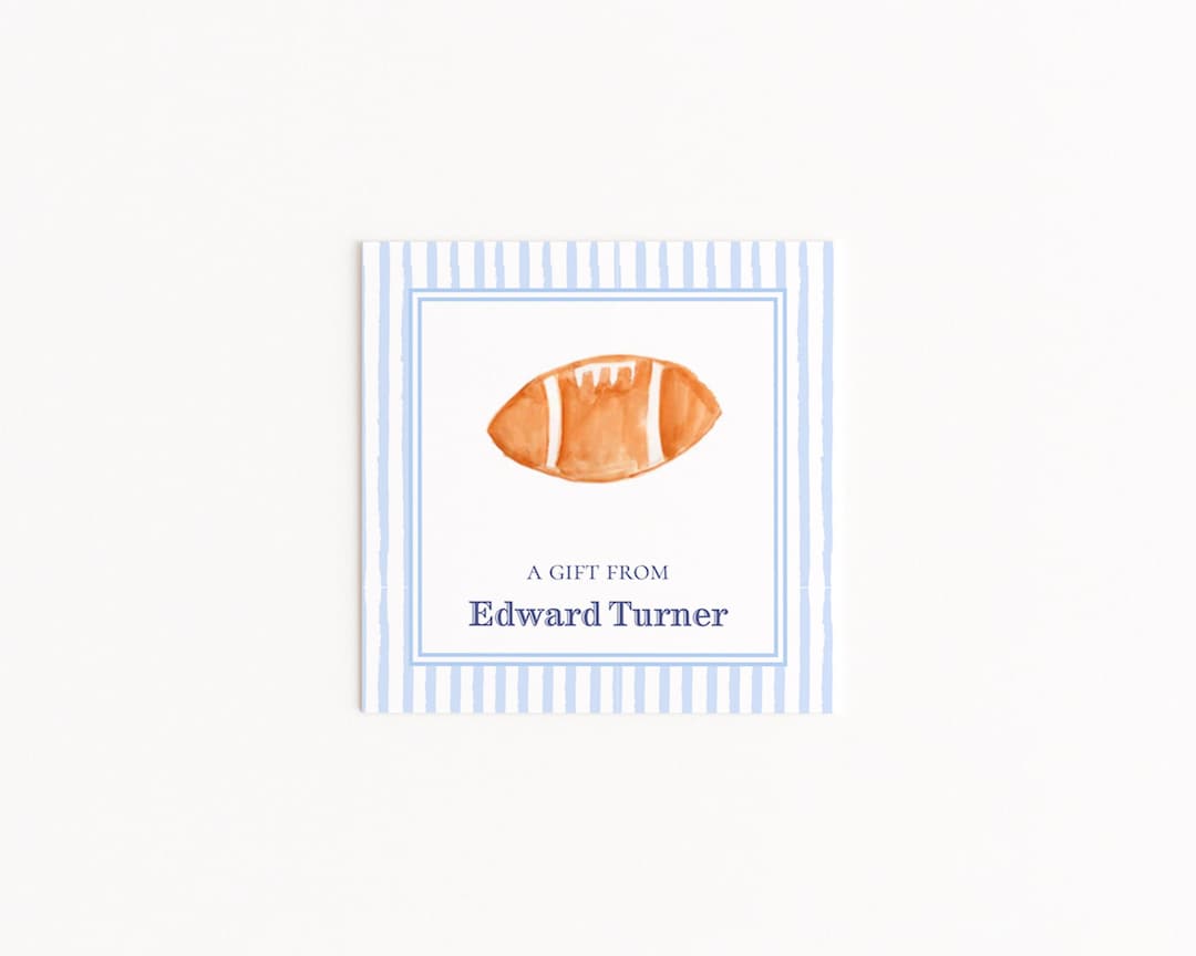 Football Personalized Enclosure Cards | Monogram| Set of 24 | Gift Tags ...