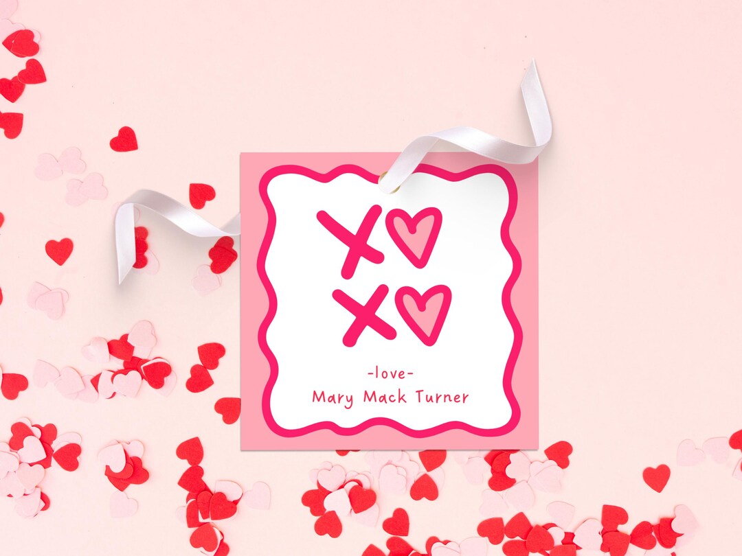 Personalized Valentine's Day Classroom Tag: Girly XOXO (printed or ...