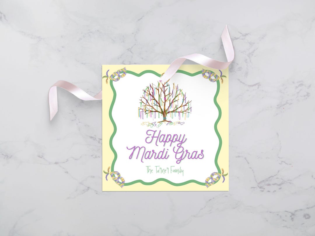 Mardi Gras Gift Tags | Family Tags Customizable | Gift Tags | Printed ...