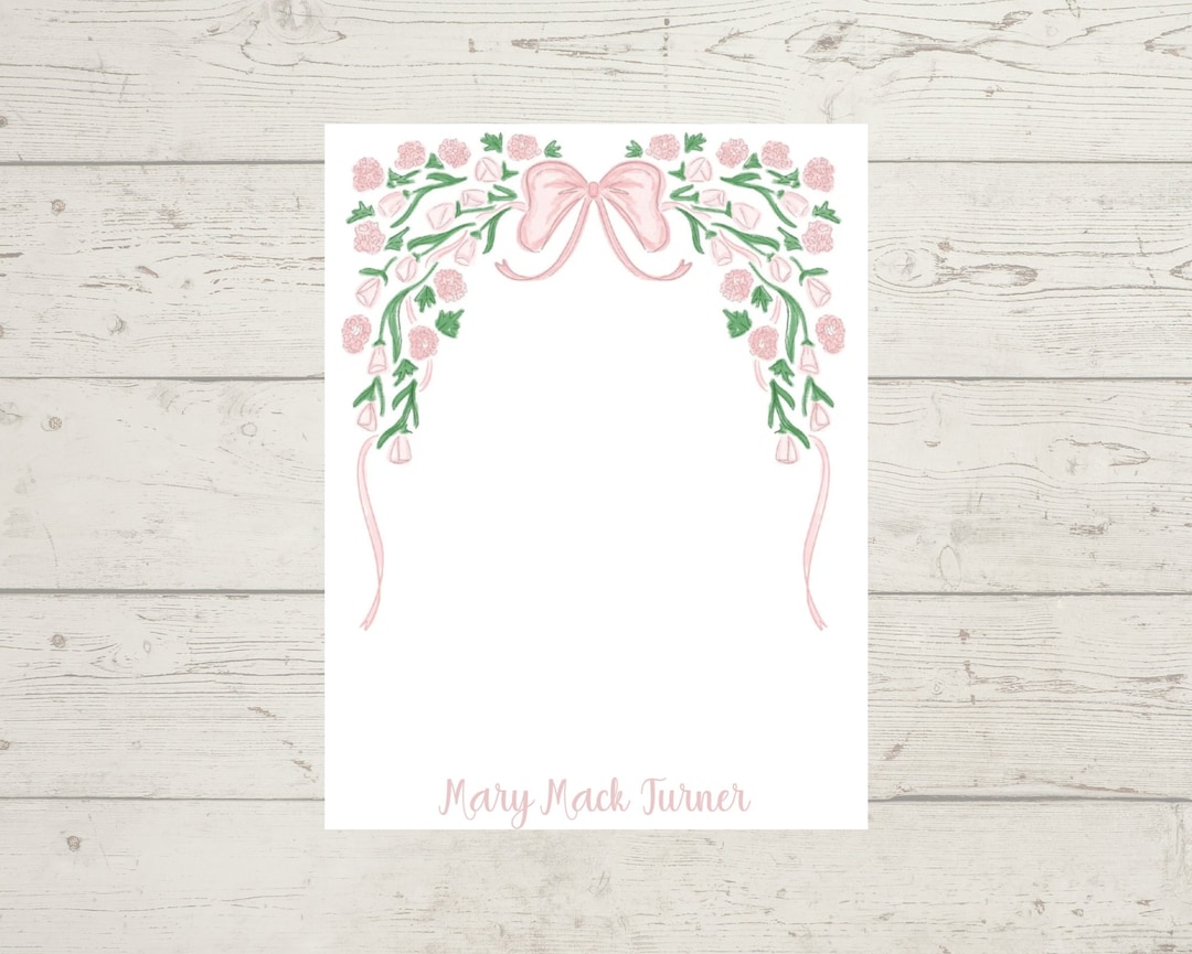 Personalized Floral Wreath Notepad: Classic Watercolor Stationery - Etsy
