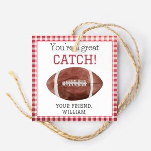 Printable | Great Catch Valentine | Football | Class Tags | Gift Tags ...
