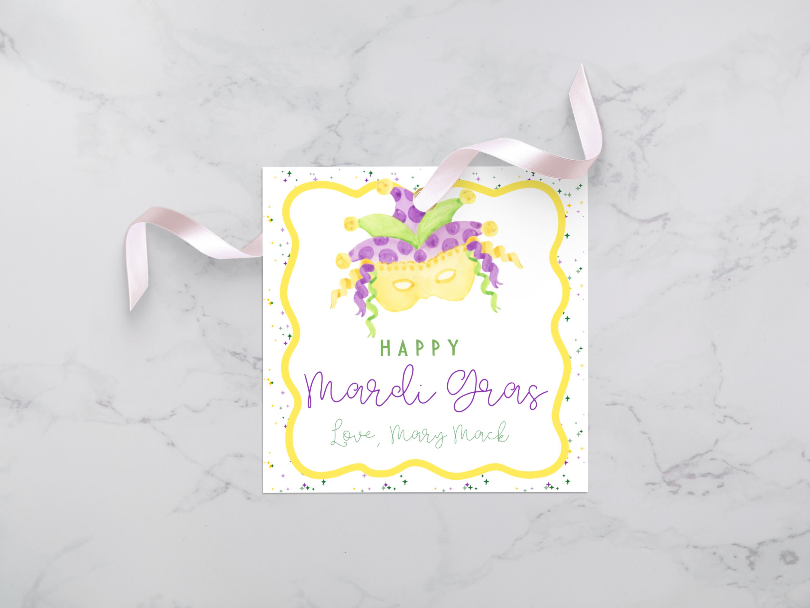 Customizable Mardi Gras Gift Tags: Family Party Favors (printed or ...