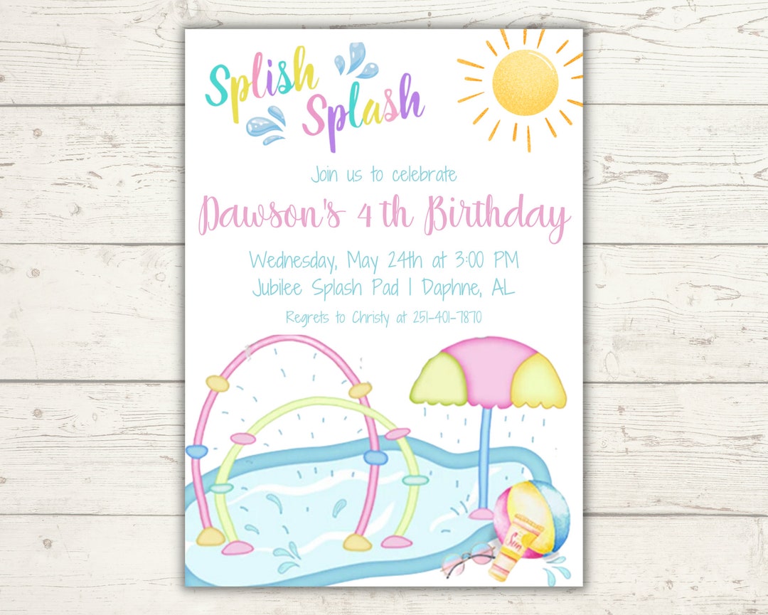 Splish Splash Party Invitation | Digital or Printed | Summer Party ...
