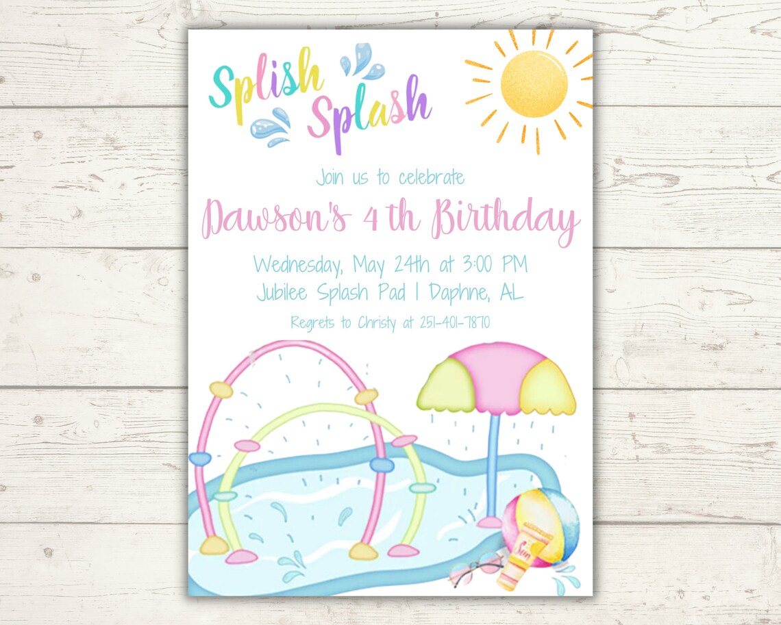 Splish Splash Party Invitation | Digital or Printed | Summer Party ...