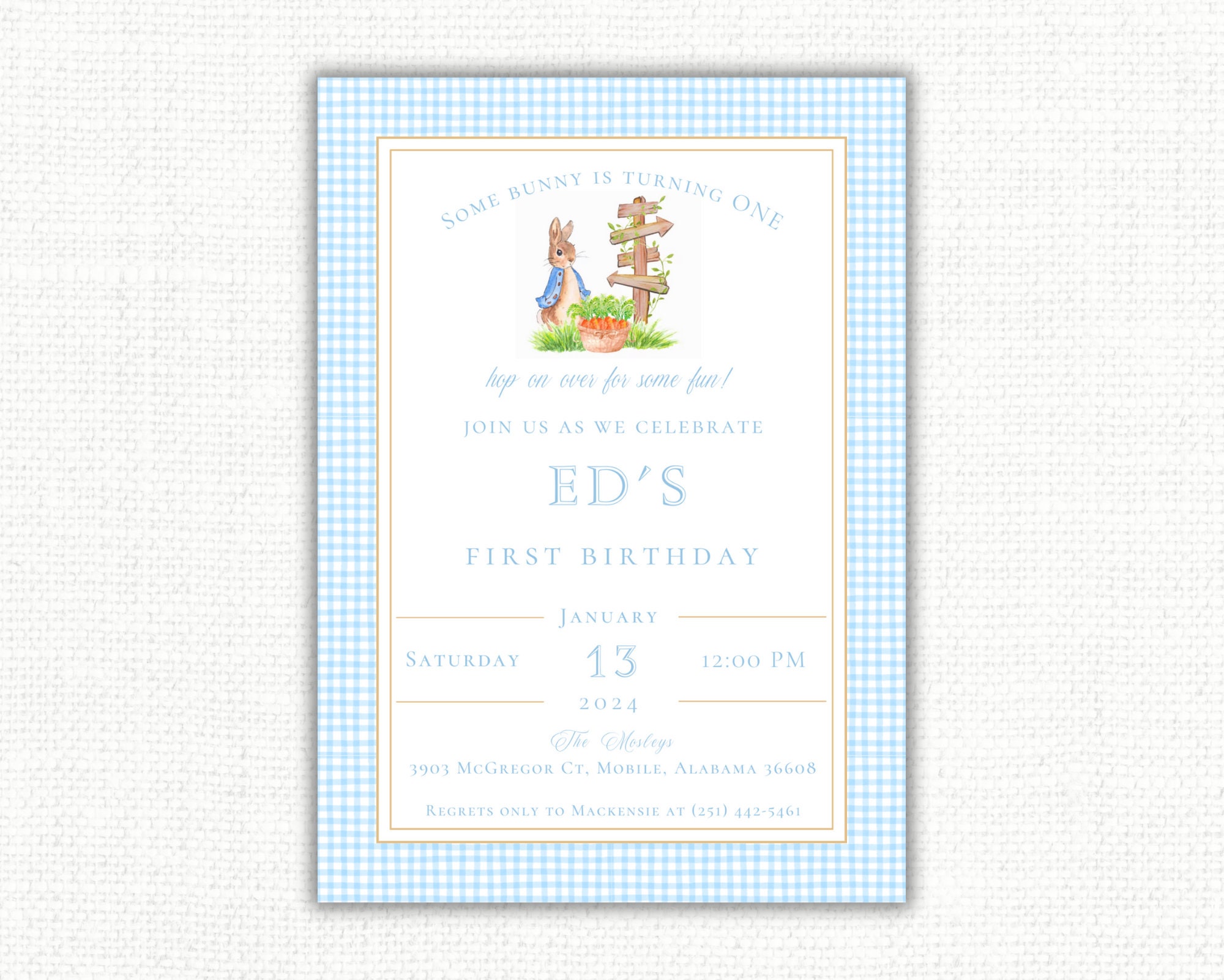 Peter Rabbit Birthday Invitation, Beatrix Potter, Watercolor, Digital ...