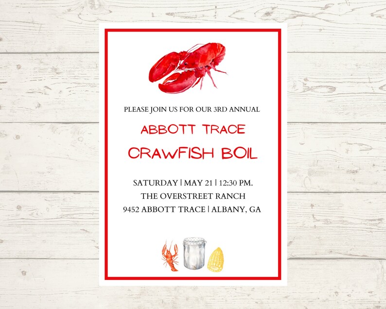 Crawfish Boil Invitation | Digital or Printed - Etsy
