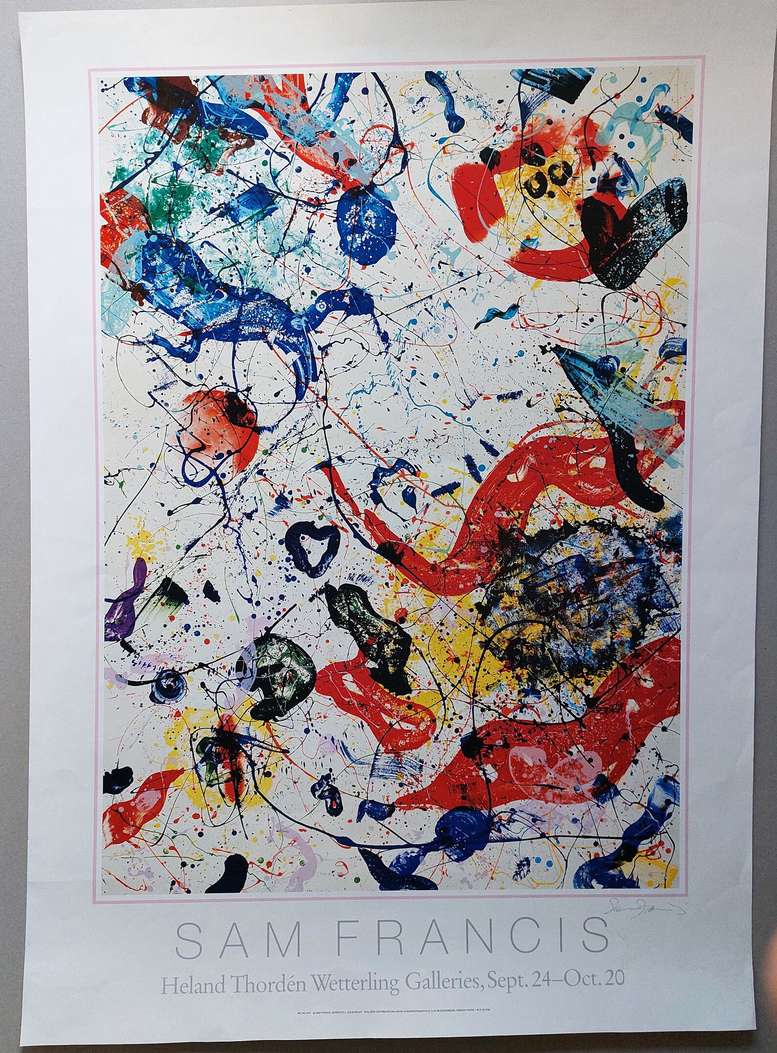 Sam FRANCIS Signed Exhibition Poster. Wetterling Gallery, 1988-89 - Etsy