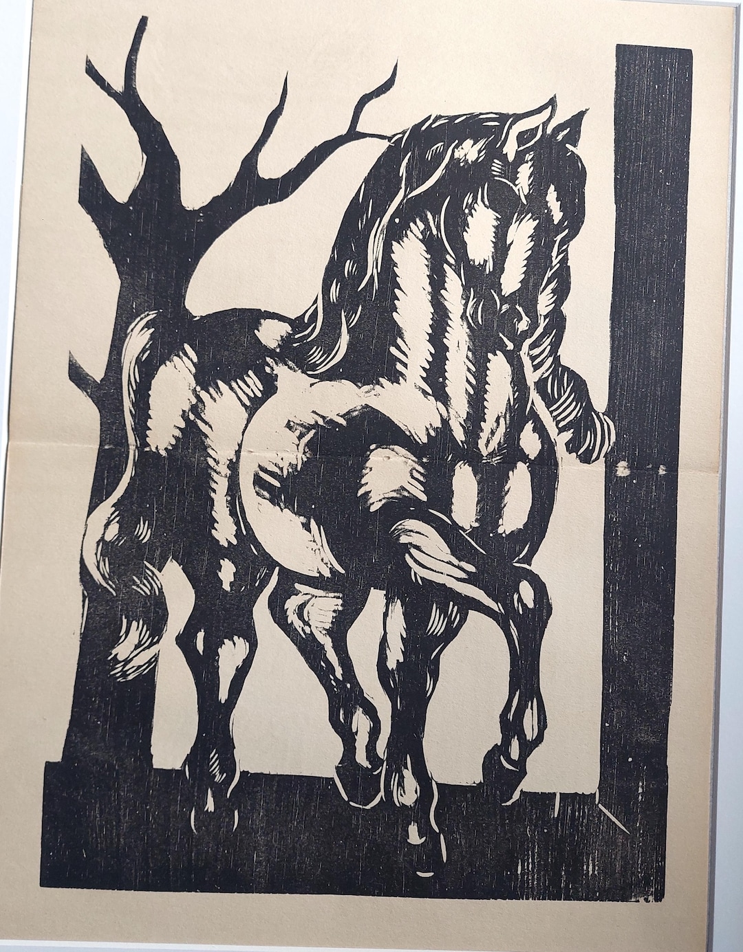 Axel SALTO Original Woodcut "bucephalus", 1918 / Original Print by ...