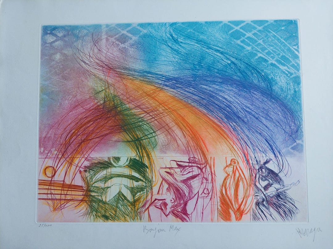 Jean MESSAGIER Signed Etching and Aquatint, 1974 / Original Print by ...