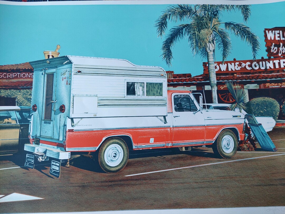 Ralph GOINGS Signed Lithograph "camper", 1972 // Original Print by ...