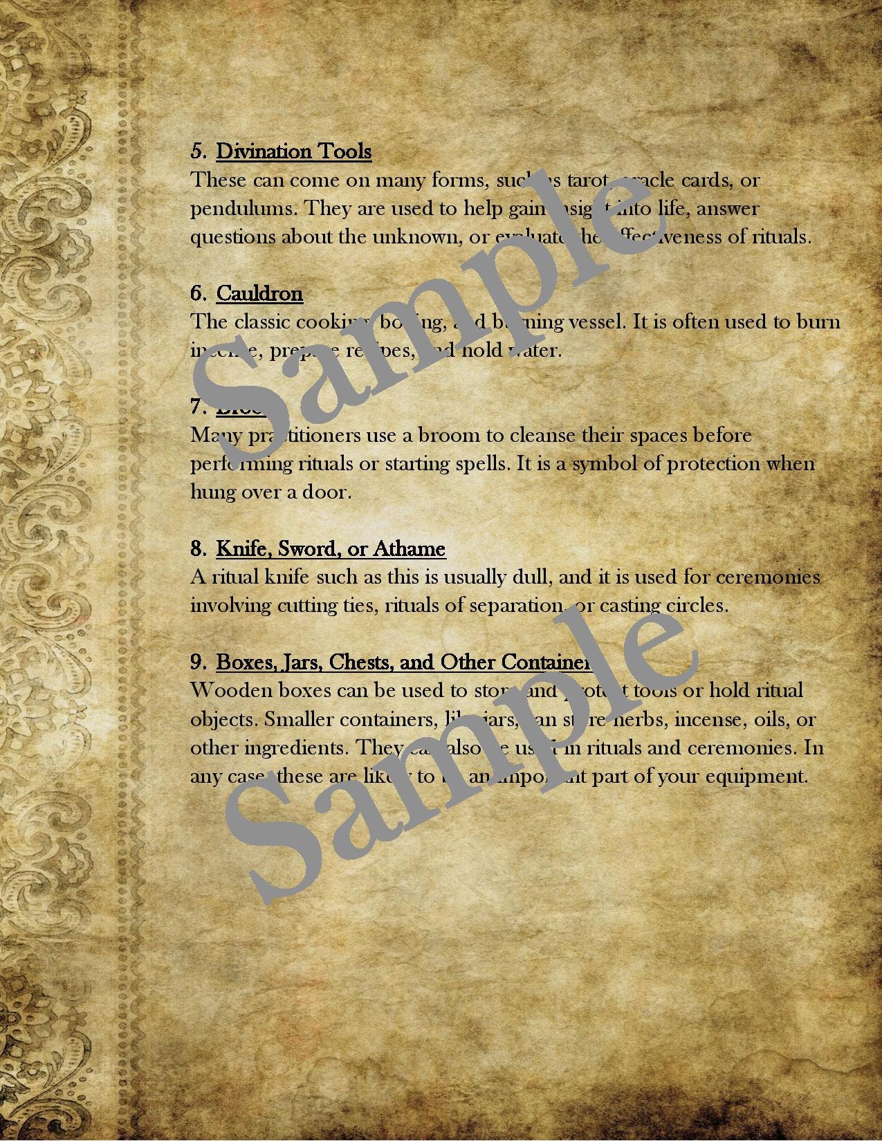 Common Ritual Tools- Instant Download Digital File (DIY Grimoire Page ...