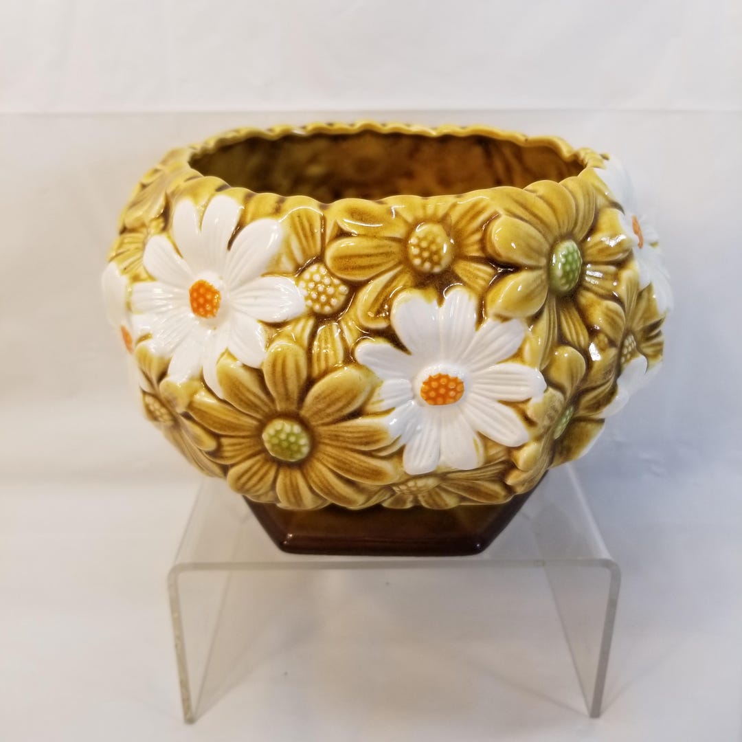 Vtg Relpo Planter Daisy Flowers Planter 5941 1970s Retro Boho Bohemian ...