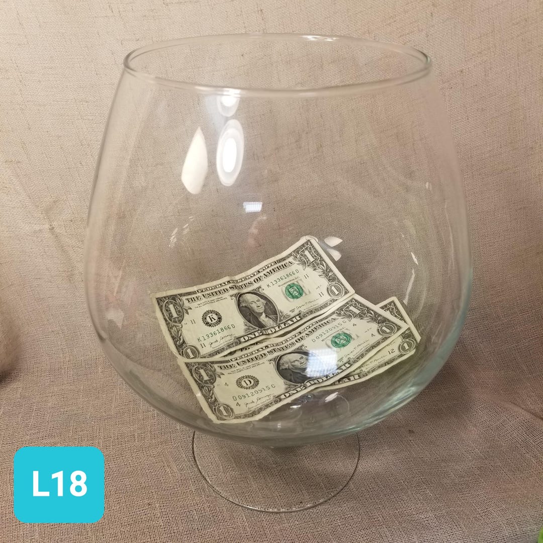 Large Clear Glass Brandy Snifter Tip Jar Fish Bowl Terrarium 12 ...