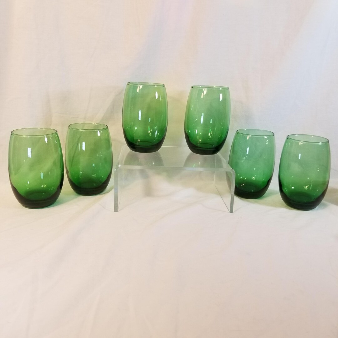 Stemless Wine Glass Emerald Green Set of 6 Mikonos Cristar Libbey ...