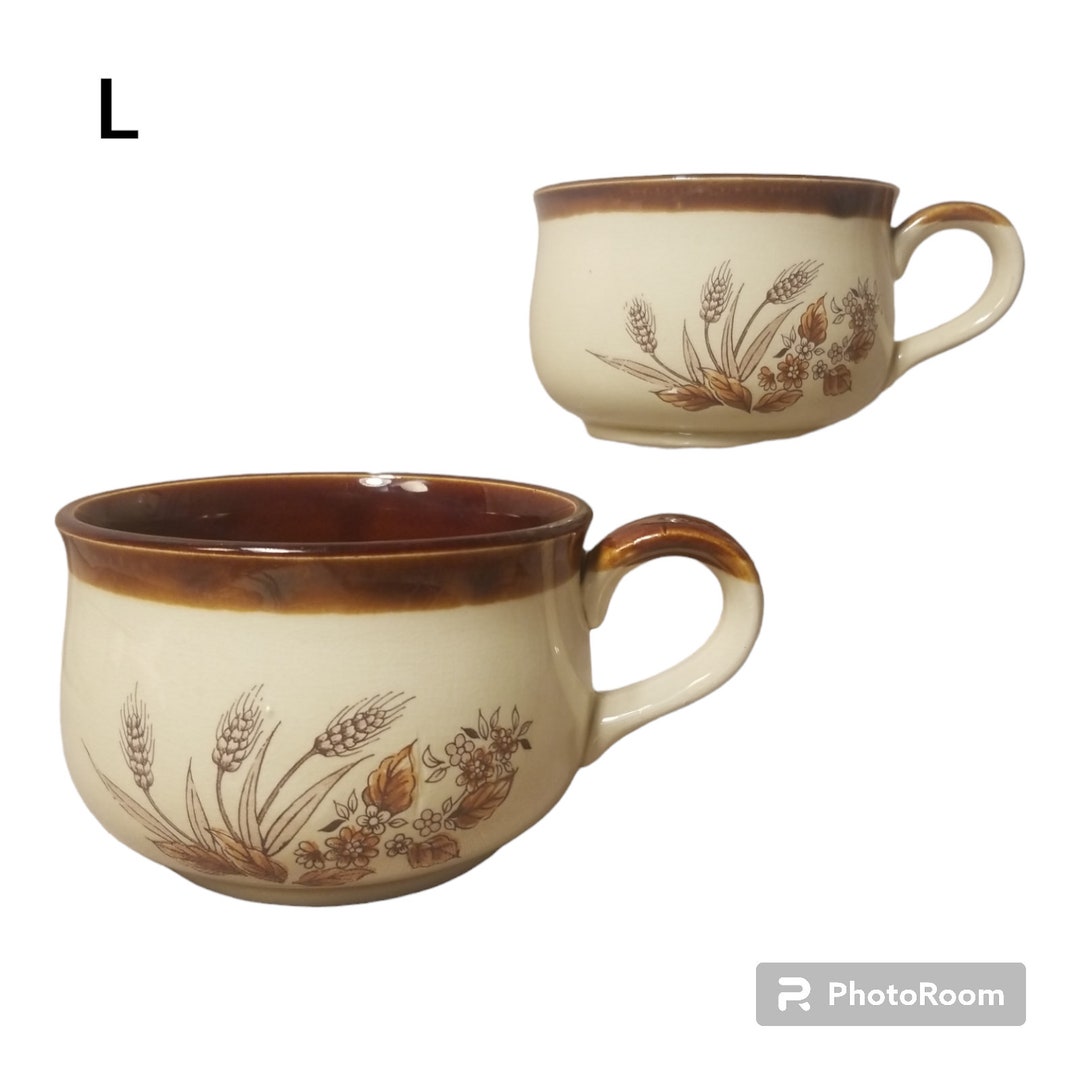 Vintage Stoneware Soup Cup/mug Wheat Pattern Made in Japan Set of 2 EUC ...