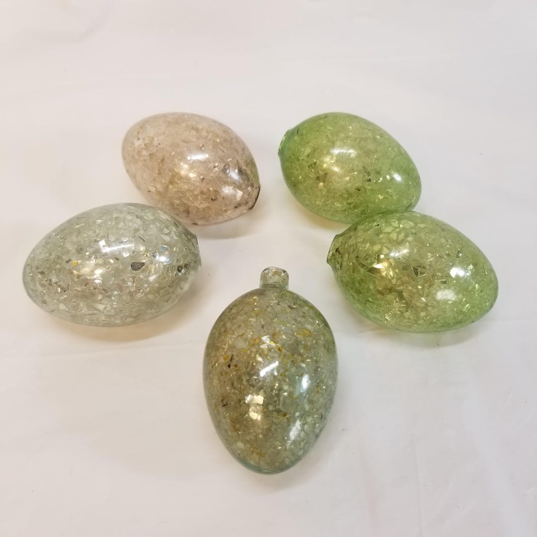 Vintage Hand Blown Glass Easter Egg Ornaments Glitter Lot of 5 Decor ...