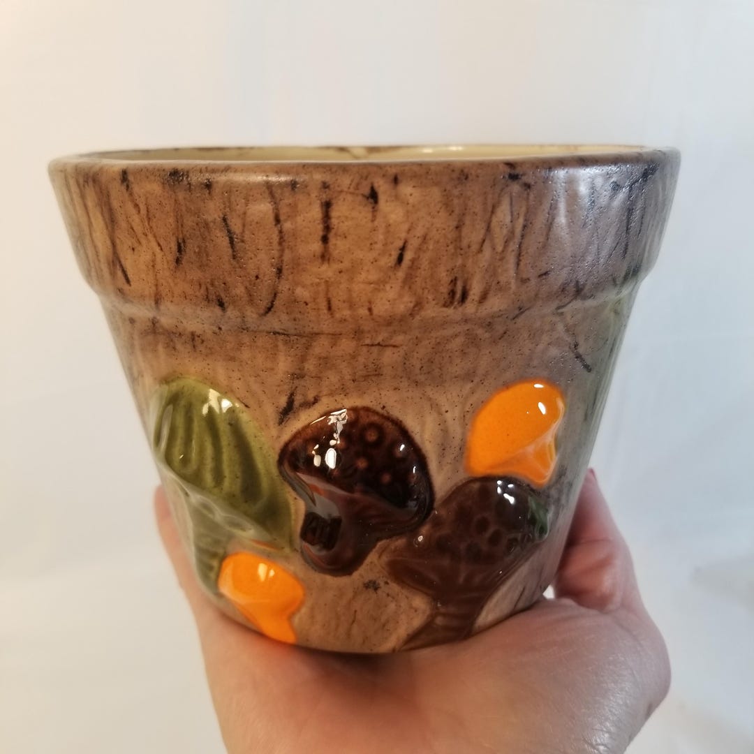 Vintage Handcrafted Ceramic Planter Flower Pot Mushrooms Toadstools ...