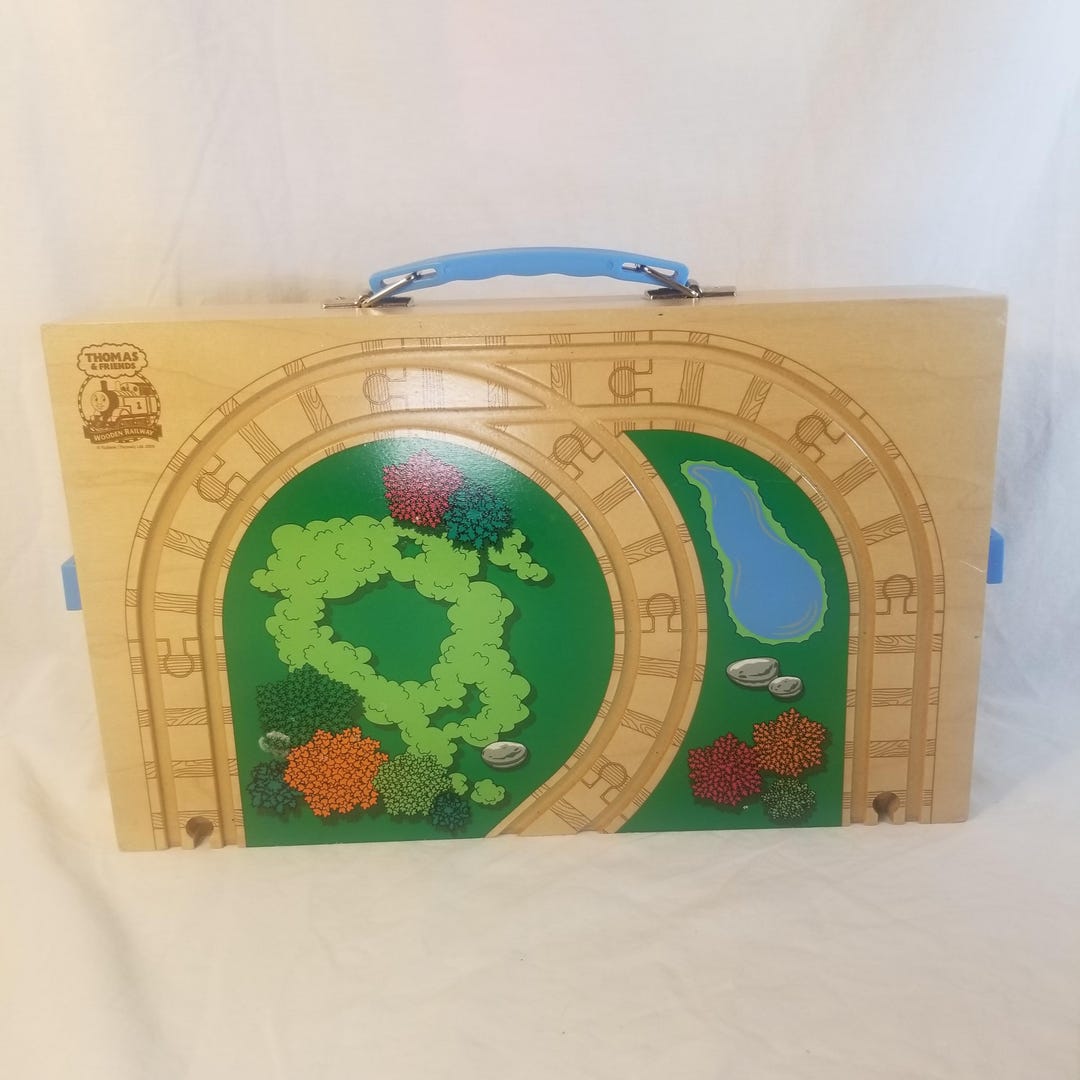 Thomas the Train Wooden Carrying Case Fold-out Track Storage Case Play ...