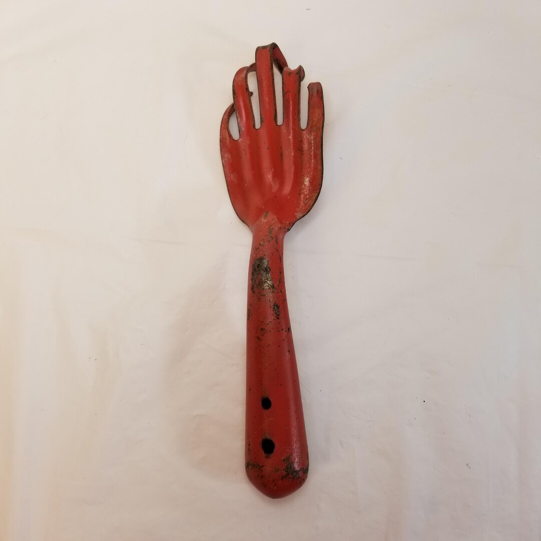 Vintage Red 5 Tine Claw Rake Hand Rake Garden Tool Rustic Patina ...