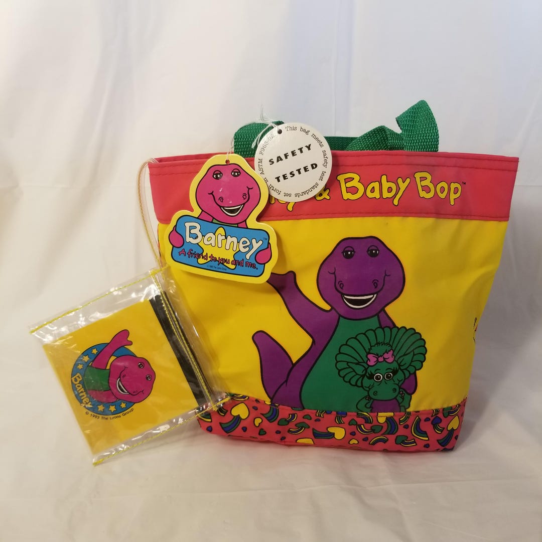 Barney Baby Bop Bag Vinyl Tote 1992 the Lyons Group 9" W/ Tags Notebook ...