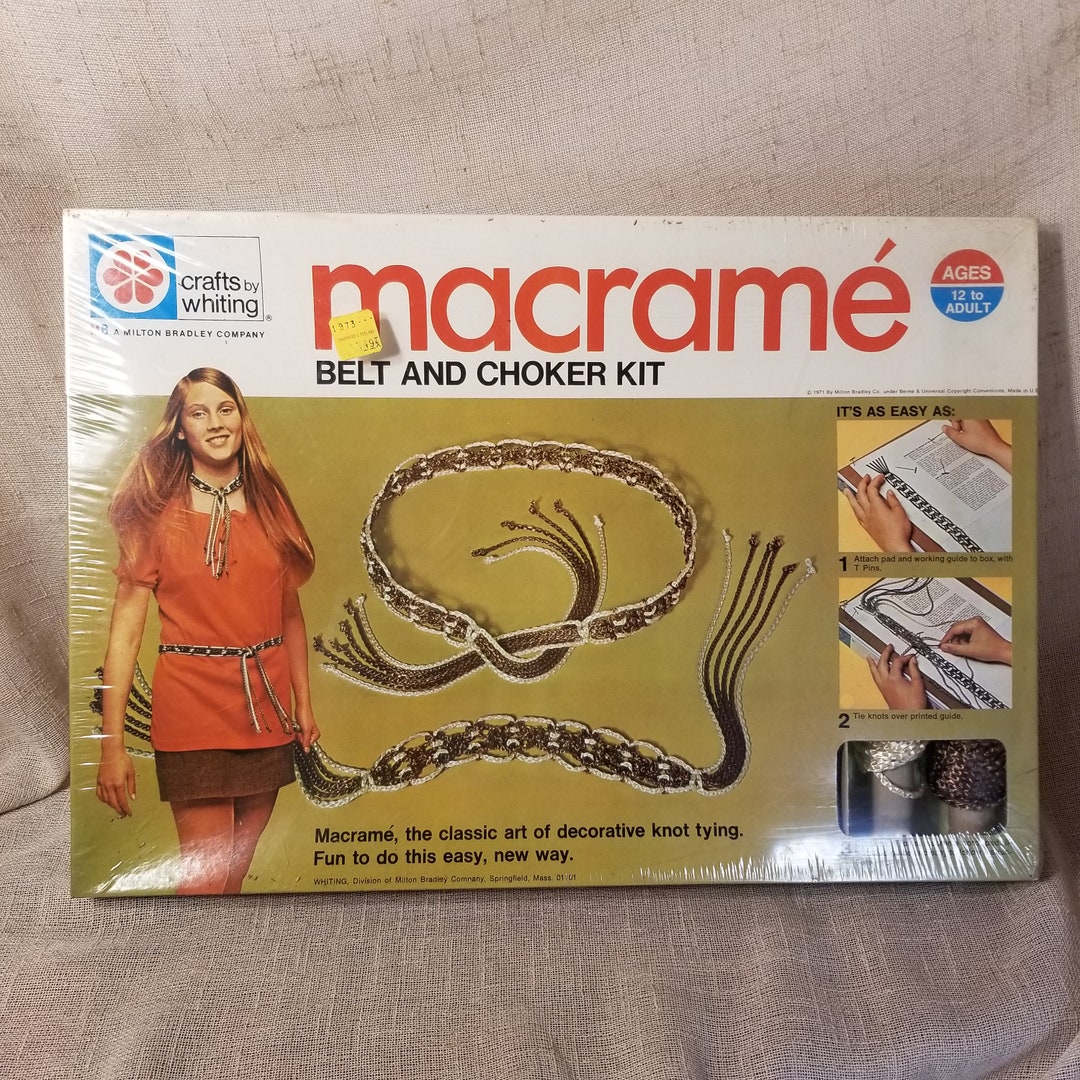 Vintage Macrame Kit Belt and Choker NOS 1970's Crafts by Whiting Milton ...