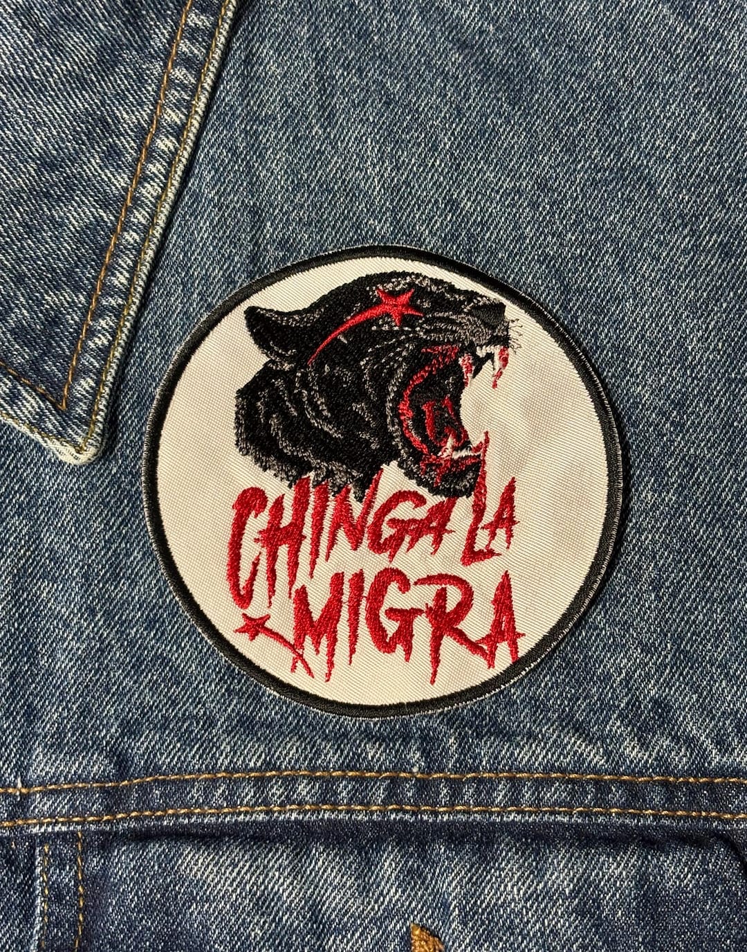 Chinga La Migra | Jaguar Flash | Iron-on / Sew-on Patch | Badge for ...