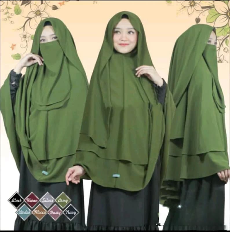 Instant Khimar 3 Layers Hijab Niqab Set Prayer Hijab Islamic Clothing ...