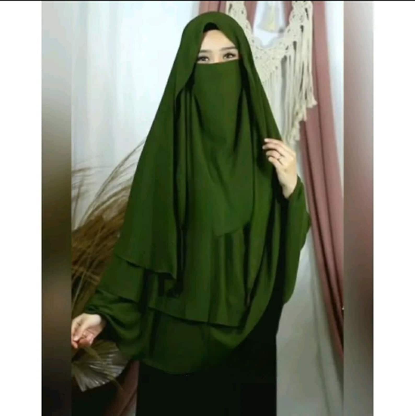 Instant Khimar 3 Layers Hijab Niqab Set Prayer Hijab Islamic Clothing ...