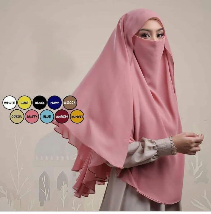 Khimar Instant Niqab Two Layer-hijab Prayer Muslim Women-khimar Niqab ...