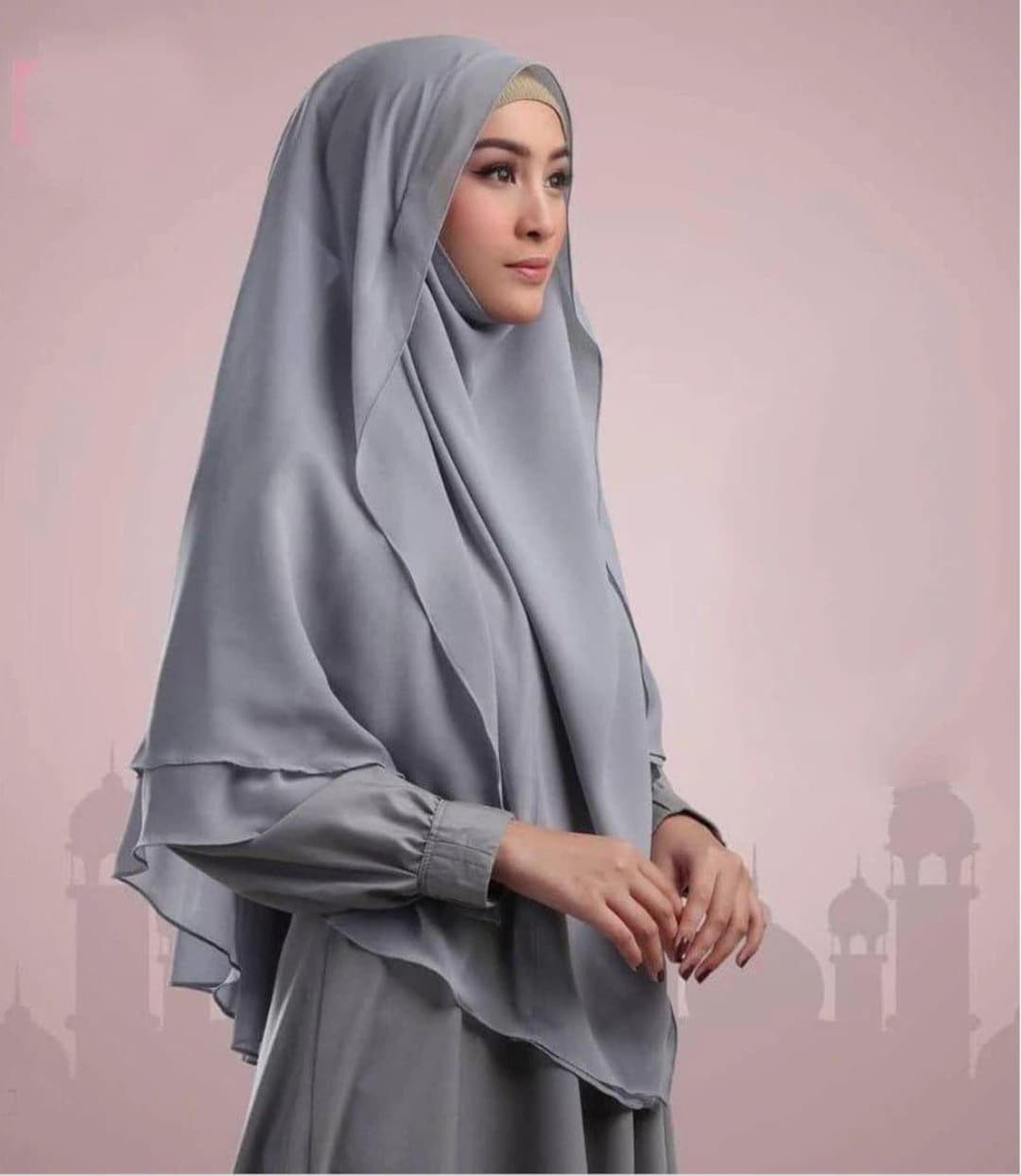 Khimar Instant Niqab Two Layer-hijab Prayer Muslim Women-khimar Niqab ...