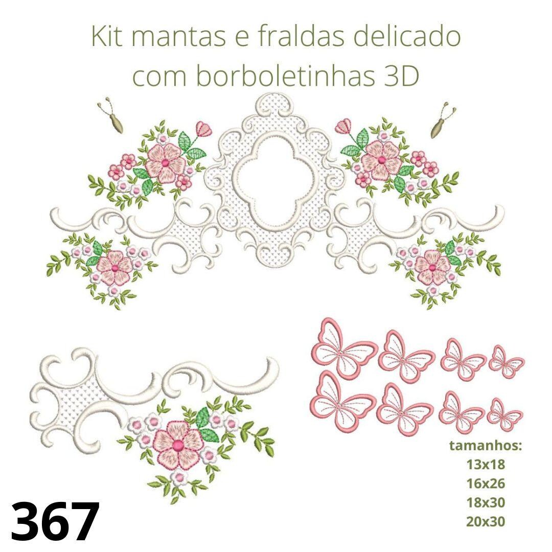 3D Butterfly Floral Embroidery Pattern - Etsy
